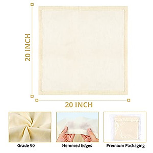 Yarnx Cheesecloth 20x20 Inches Hemmed - Grade 90 Muslin Cloth - 100% Ultra-Fine Unbleached Organic Cotton Cheese Cloths for Straining, Filtering, Cooking, Baking