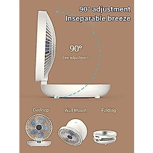 Household Dual-use Kitchen Fan - Portable Powerful Table Fan Wall-mounted Fan, 3 Speed Wind 120° Rotate Desktop Fan, Adjustment Table Fan for Kitchen Home (White (Straight Plug-Not Rechargeable))