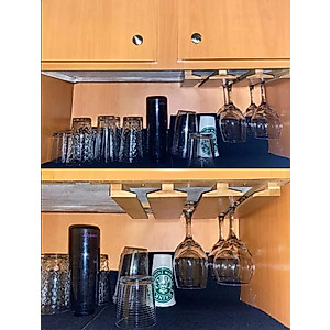 Plutreas Bamboo Wine Glass Holder Wine Glass Rack Under Cabinet, Bamboo Hanging Stemware Display Rack for Home, Kitchen, Bar