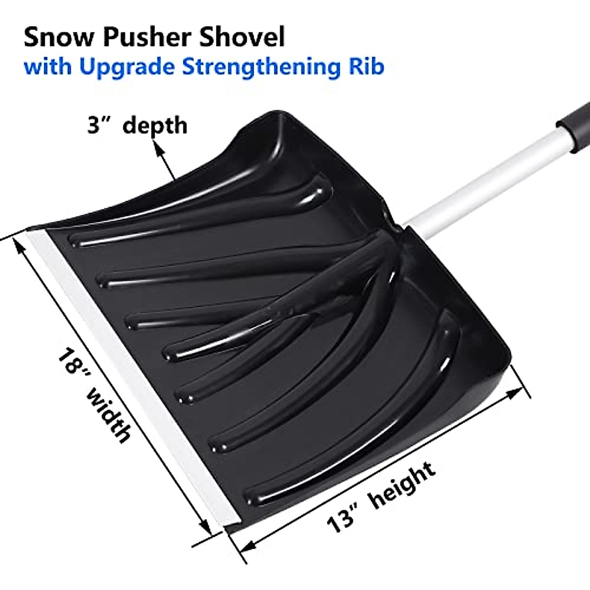 Snow Shovel, kemalida Snow Shovel for Driveway, 53" Detachable Ergonomic D-Grip Handle for Snow Removal Shovel, Snow Shovel for Car Home Garage Garden.