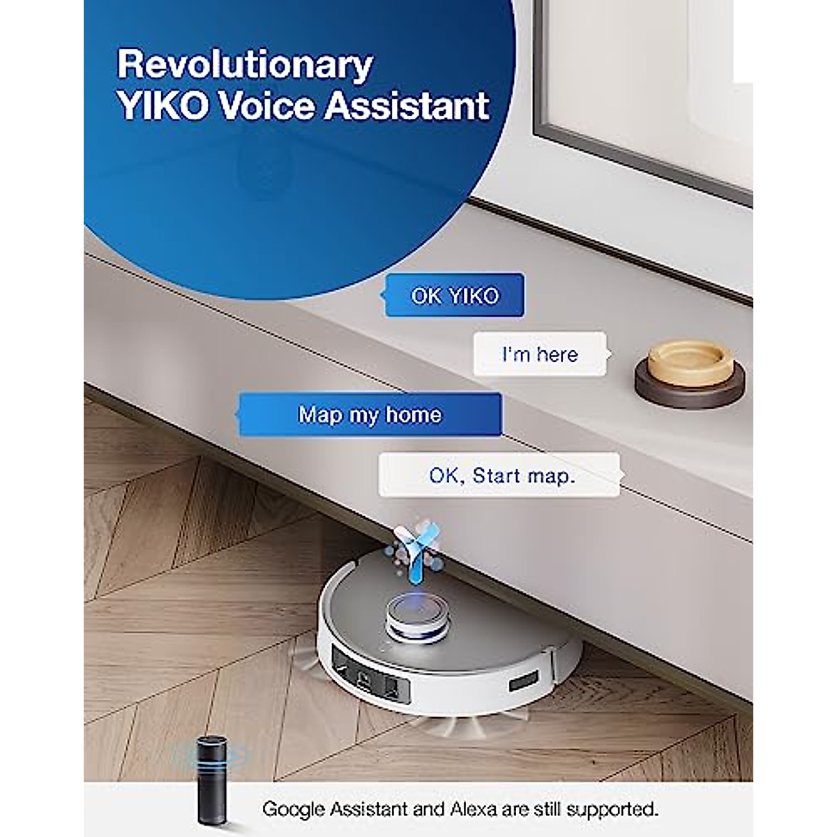 ECOVACS DEEBOT T20 Omni Robot Vacuum and Mop, Hot Water Mop Washing, Self-Emptying, Hot Air Drying, 6000Pa Suction, OZMO Turbo Spinning Mop with Auto Mop Lift, Obstacle Avoidance, YIKO Voice Assistant