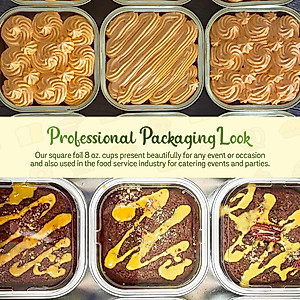 KitchenDance 4 Inch Baking Pan with Snap-On Lid - 8 oz. Square Colored Aluminum Pan - Oven, Freezer, Microwave Safe - Ideal for Catering, Restaurants, Bakeries, Home Kitchens - A6 (500, Gold)