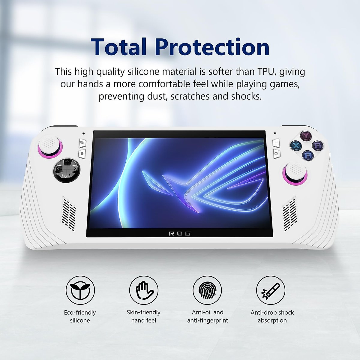 Writiany Protective Silicone Case for 2023 ASUS ROG Ally Game Console Drop-Proof Case for 2023 ASUS Rog Ally Handheld Case (White)