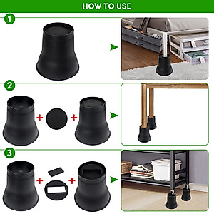 DEDU Bed Risers 6 Inch Heavy Duty 6 Pack, Furniture Risers with Caster Pads Supports Up to 6600 Lbs, Round Couch Risers for Sofas, Desk (Black)