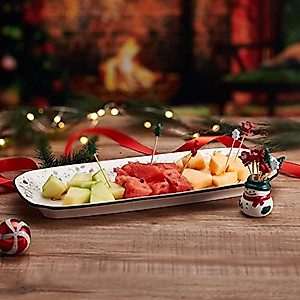 Pfaltzgraff Winterberry Holiday Appetizer Tray with Toothpick Holder, 16.25 Inch, Multicolored