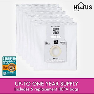 Kenmore 53294 Style O HEPA Cloth Vacuum Bags for Kenmore Upright Vacuum Cleaners 6 Pack, White + MEIN HAUS fast re-order card