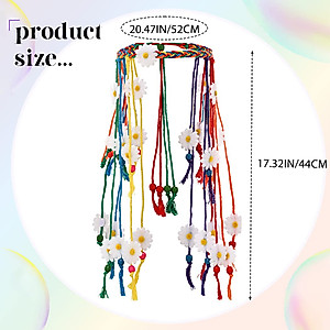 GENBREE Boho Daisy Headband Rainbow Braided Headpiece Summer Beach Tassel Hairband Floral Hippie Hair Accessories for Women and Girls (Multi-colored)