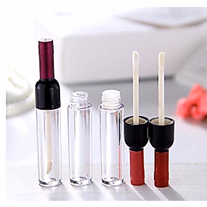 Healthcom 10 Pcs 5ml Empty Clear Wine Shaped Lip Gloss Tube Plastic Mini Refillable Lipgloss Bottles Container Lip Glaze Tube Vials DIY Makeup Liquid Lipstick Bottle Container Red Lid Cosmetic Tube