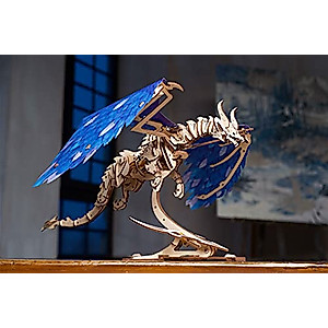 UGEARS Windstorm Dragon 3D Puzzle - Self-Assembly 3D Wooden Puzzles for Adults and Kids - Realistic 3D Dragon Puzzle Wood Model Kit with Rubber Band Motor - Laser-Cut Wooden Puzzle Mechanical Toy