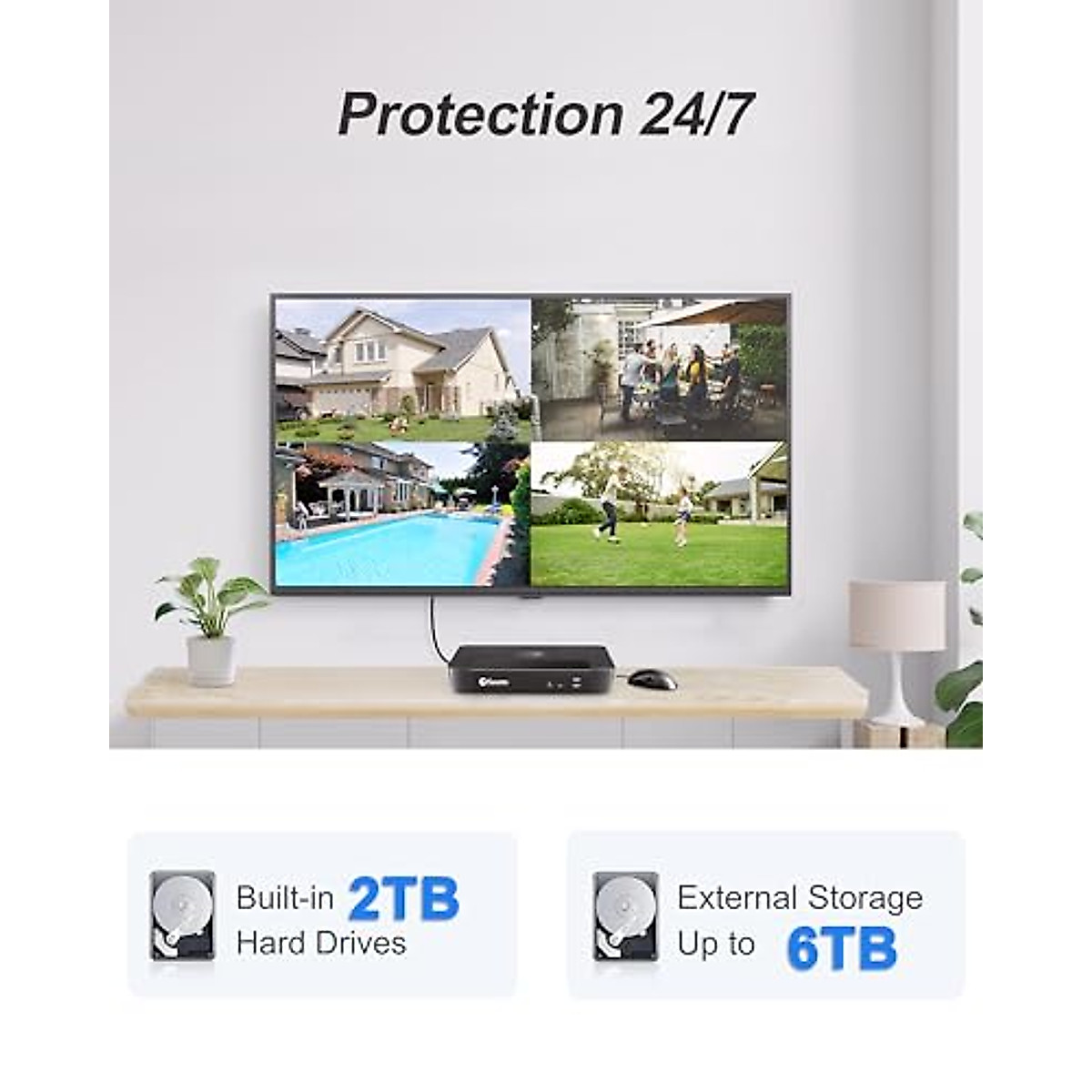 Swann 4K Master Security Camera System, 80° Wide Angle for Indoor/Outdoor Wired Home Surveillance, 8 Channel NVR with 2TB HDD, 4X Dome IP Cameras, Vandal-Resistant, Night Vision, True Detect,876804D