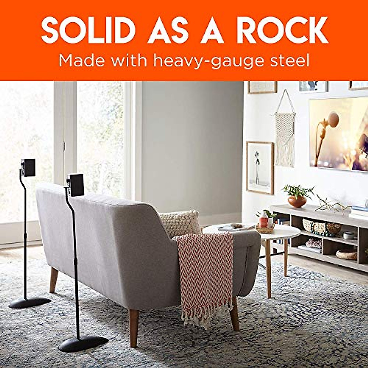ECHOGEAR Speaker Stands Pair - Height Adjustable with Universal Compatibility - Works with Vizio, Klipsch, Bose, Sony & More - Includes Built-in Cable Management - Great for Surround Sound Setups