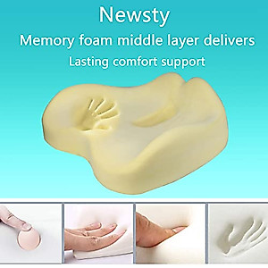 Newsty Pressure Relief Seat Cushion for Long Sitting Hours on Office, Home Chair, Car Memory Foam Office Chair Cushion for Back, Coccyx, Tailbone Pain Relief（Grey）