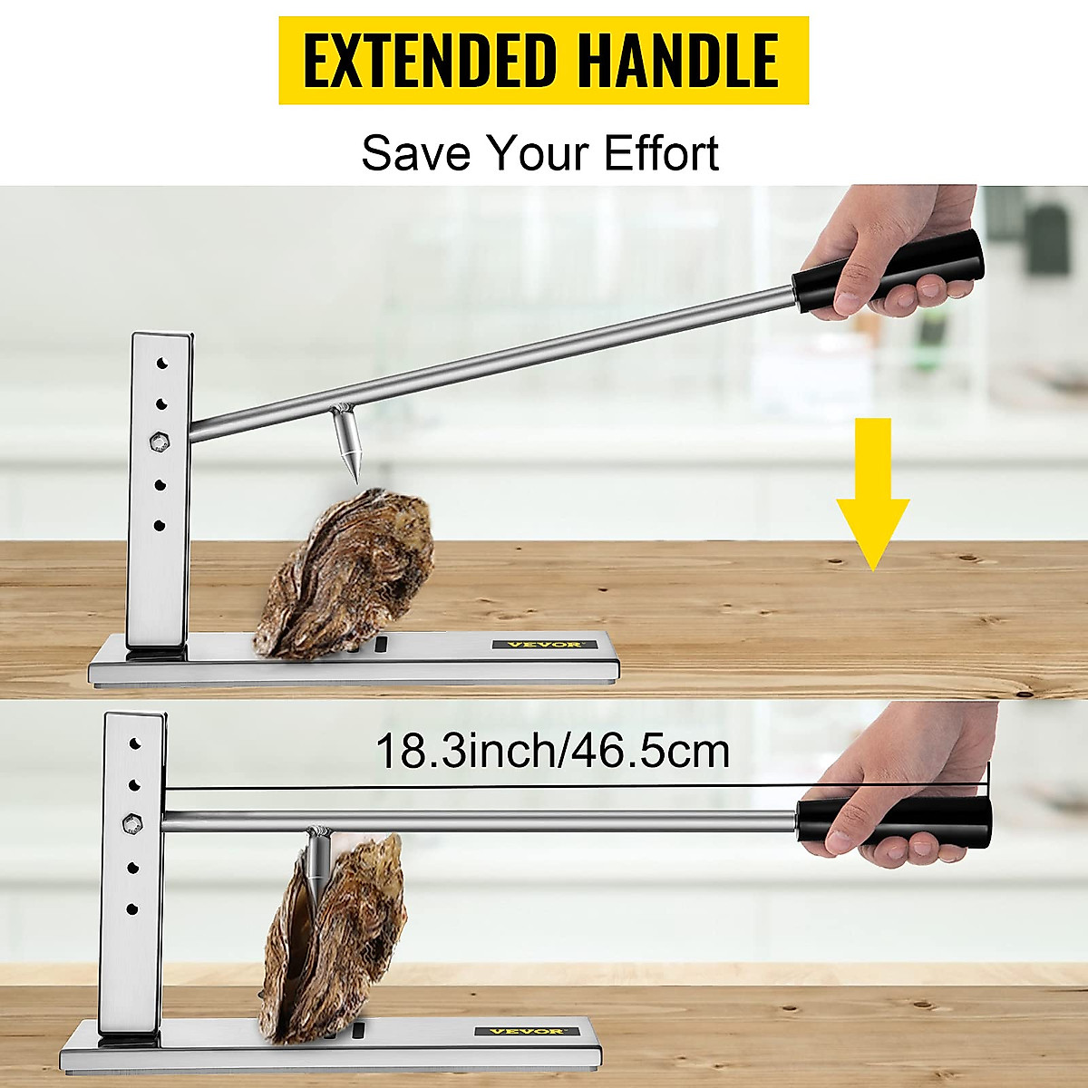 VEVOR Stainless Steel Oyster Shucker Tool Set, Clam Opener Machine with G-Clip for Easy Operation, Solid Option for Hotel Buffets or Gift