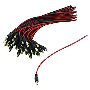 Antrader 50pcs Male DC Power Pigtail Cable Adapter Connectors for CCTV Surveillance Video LED Lighting