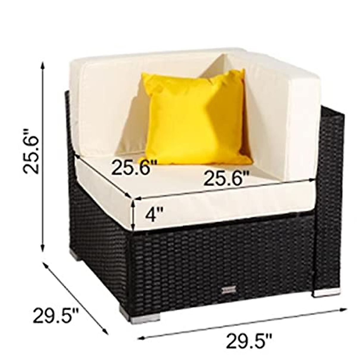 SAWQF Furniture Set 4 Pieces PE Wicker Rattan Corner Sofa Set US Warehouse in Stock