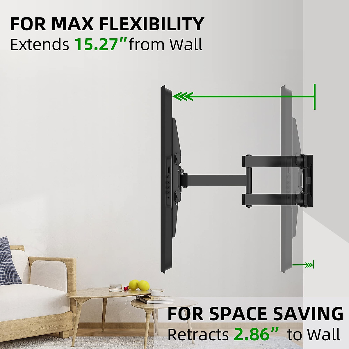 USX MOUNT Full Motion TV Mount for Most 37-82 Inch TV up to 132lbs, TV Wall Mount Articulating with Swivel, Tilt & Extension, Wall Mounts TV Bracket for VESA 600x400mm 400x300mm, 8-16" Wood Studs