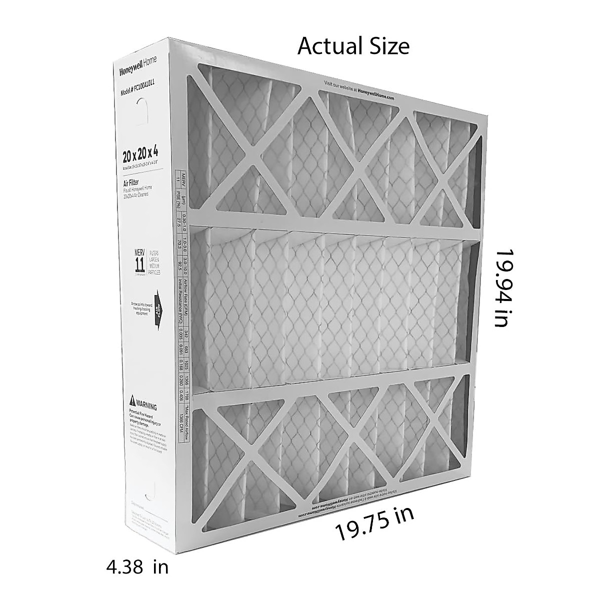 Honeywell FC100A1011-20" x 20" x 4" Pleated Air Filter, MERV 11 Bundle with Same Day Supply Filter Change Reminder (2)