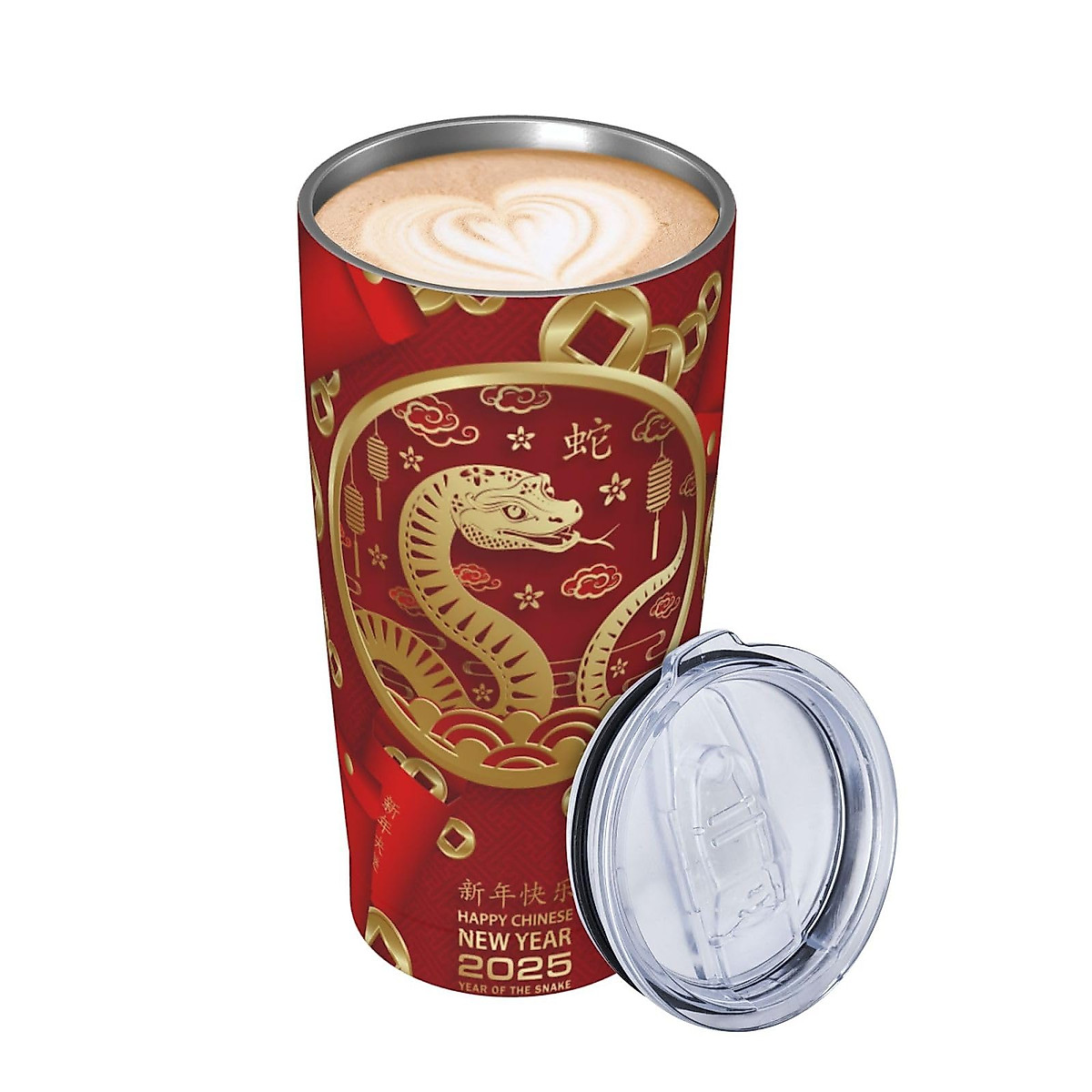 Bxkens Year Of The Snake 2025 Happy Chinese New Year 2025 Tumblers Stainless Steel Mugs 20 Oz Double Wall Insulated Coffee Cup Travel Mug For Gym Outdoor Women Men