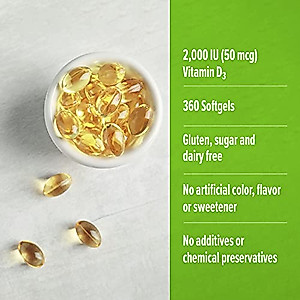 ORZAX Vitamin D3 2000 iu Softgels, 360 Days Supply, Supports Immune System & Bone Healths, Mood Booster D3 Vitamin, Gluten-Free, 50 mcg, 360 Mini Softgel