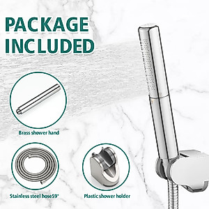 Homipro Chrome Brass 2 In 1 Function High Flow Handheld Shower Head Set High Pressure 7 Inch Chrome Finish Shower Head Sprayer Hand Shower Wand with 59 Inch Hose, Bracket