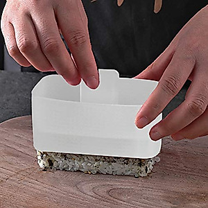1 Pack Non Stick Musubi Maker Press with Small Rice Paddle, Sushi Making Kit Onigiri Mold Luncheon Meat Press Hawaiian Musubi Maker Mold (White)