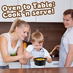 Suttmin 4 Pcs Mini Dutch Oven Small Round Iron Cocotte Black Dutch Oven Pot with Lid and Dual Handles Cast Iron Pot for Stovetop Use Marinate Cook Bake Refrigerate Garlic Roaster BBQ Grill (8 oz)