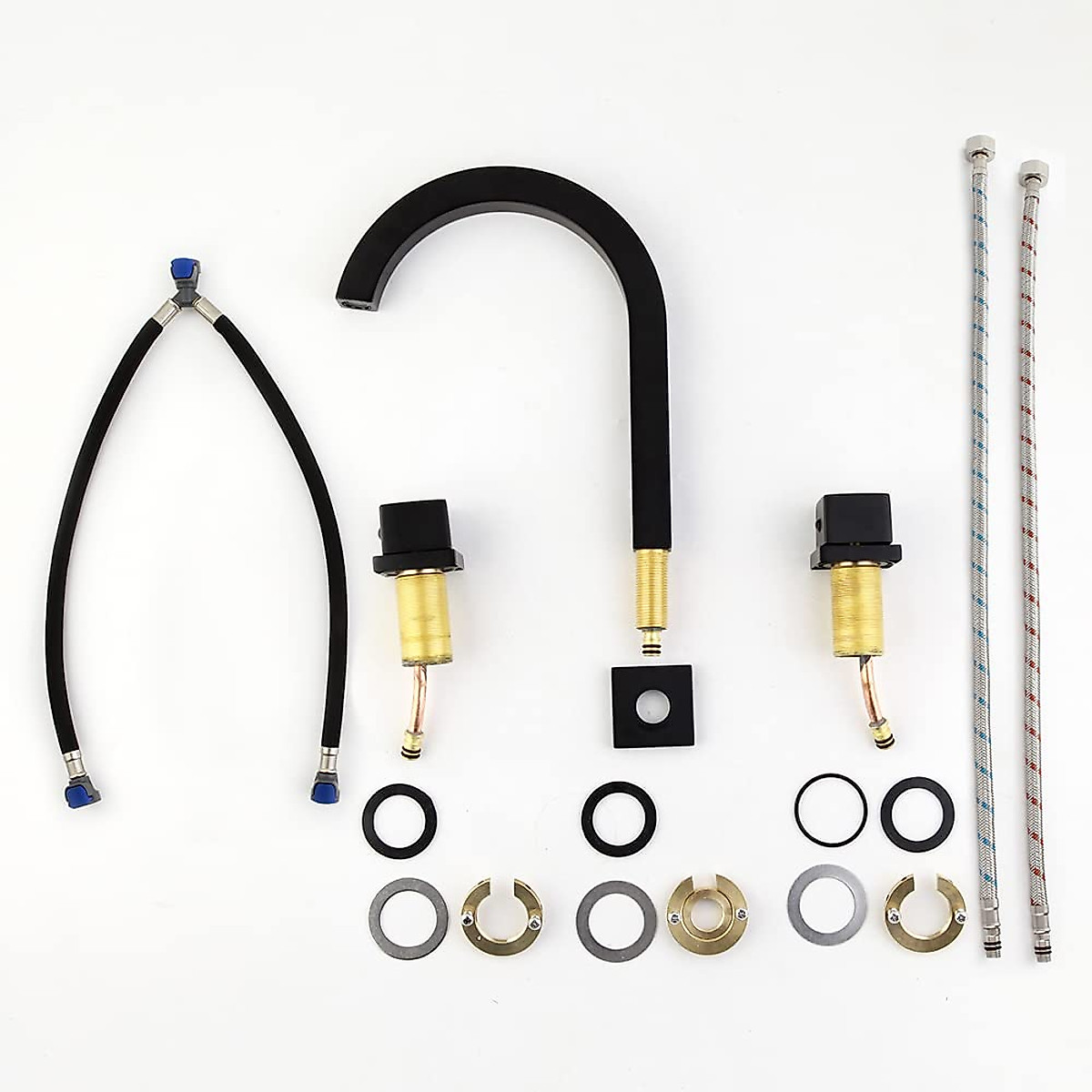 POP SANITARYWARE 2-Handle 8 Inch Matte Black Widespread Bathroom Faucet 3 Hole Bathroom Sink Faucets Lavatory Vanity Basin Faucets