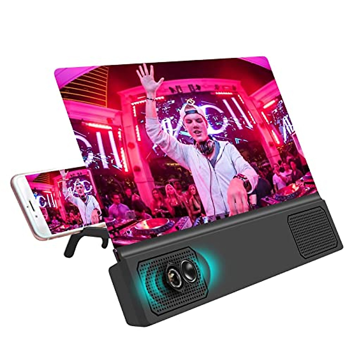 Kadlawus Magnifier Phone Screen Projector - 12 Inch Portable Audio Mobile Phone Screen Amplifier with Audio Anti-Blue Light Ultra Slear Screen Mobile Phone Magnifier