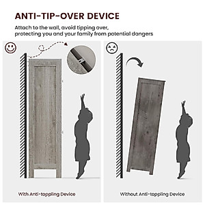 Iwell Storage Cabinet, Bathroom Cabinet with 4 Doors & 2 Adjustable Shelves, 6 Adjustable Heights, Cupboard for Living Room, Entryway, Home Office, Grey