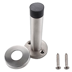 Sumnacon Stainless Steel Door Stopper with Sound Dampening Rubber Bumper - 10 pcs Wall Mount Door Stop, Contemporary Safety Door Holder with Hardware Screws, Brushed Finish, 3.5 Inch in Height