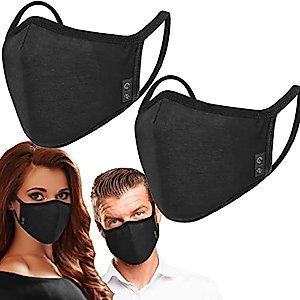 VVUPIC 2-Pack Unisex Cloth Washable Reusable Cover-100% Cotton 3 Layer black outdoor