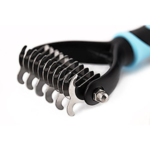 DakPets Cat & Dog Grooming Tool | All-In-One Metal Undercoat Rake, Dematting Tool, Detangling Comb, Fur Shedding Blade, Pet Hair Remover, and Grooming Brush | For Medium to Long-Haired Dogs and Cats