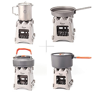 Hamans Titanium Wood Burning Stove, Camping Stove, Foldable Titanium Portable Backpacking Stove for Outdoor Camping Picnic BBQ