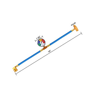 JIFETOR AC Charge Hose with Gauge, Car R134A Refrigerant Recharge Kit, Auto Air Conditioning U Charging Hose Low Pressure Measuring Meter with 1/2 inch Can Tap and R134A Quick Coupler, 100PSI