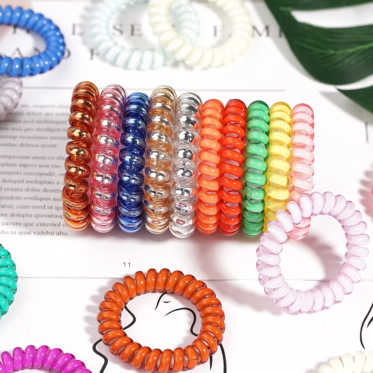 DealEachDay 32Pcs Spiral Hair Ties,No Crease Coil Hair Ties,Phone Cord Hair Elastics Coils,Candy Colors Spiral Bracelets Ponytail Holders Hair Accessories for Women Girls