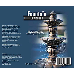 Fountain Water Clarifier - 8 Ounces - Water Treatment for Fountains & Birdbaths, Prevent White-Scale Buildup, Stains, Cloudy Water, Foam & Other Water Conditions