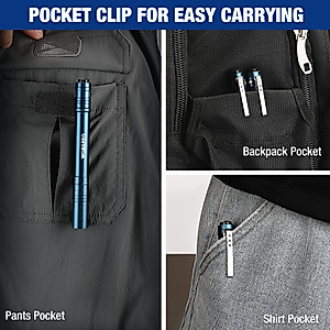 WORKPRO LED Pen Light, Aluminum Pen Flashlights, Pocket Flashlight with Clip for Inspection, Emergency, Everyday, 8AAA Batteries Included, Blue (4-Pack)