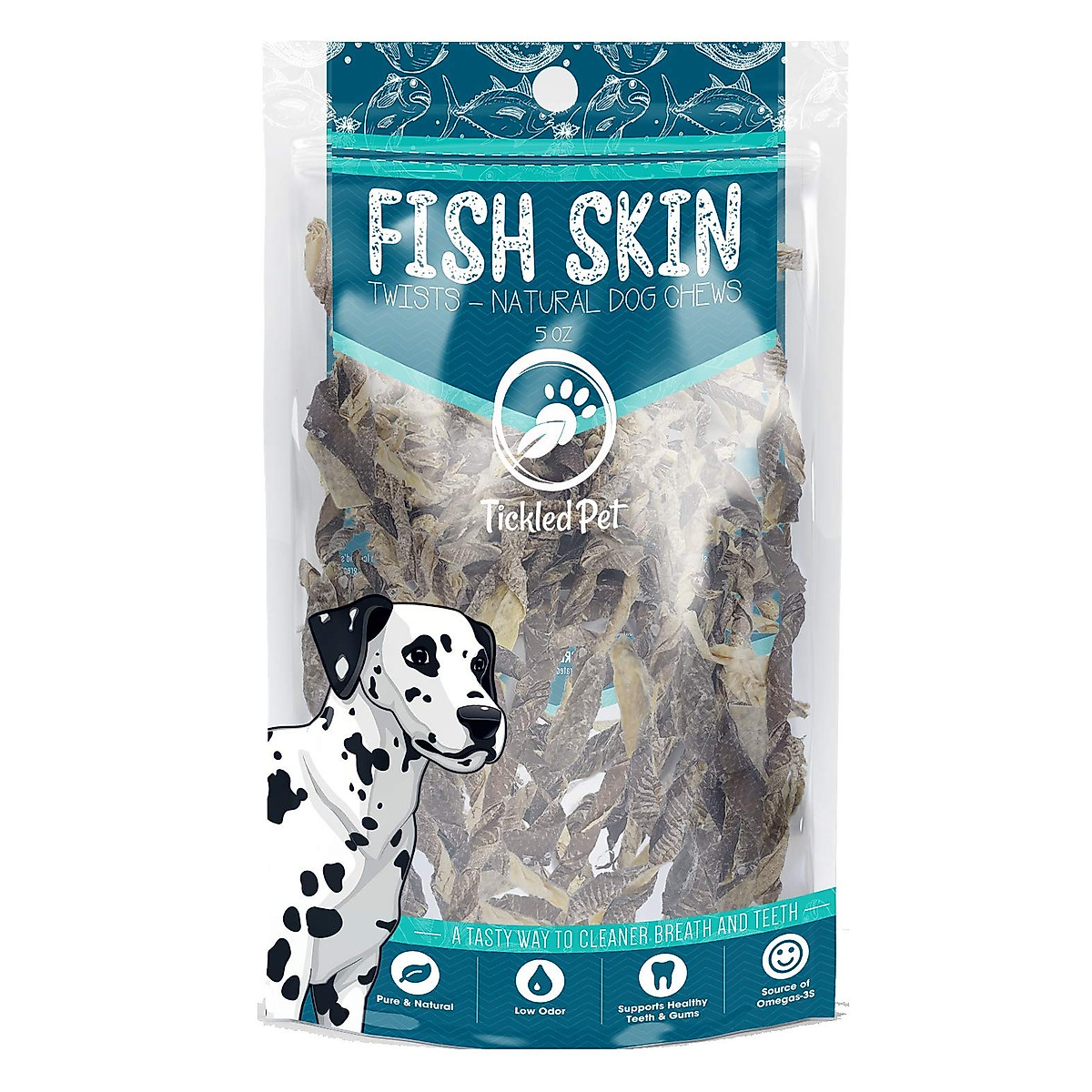 TickledPet Icelandic Cod Fish Skin Twists, 5 oz - Natural Dog Chews, Long-Lasting, Grain-Free Treats - Dental Health Booster, Omega-3s, Human-Grade, All Life Stages