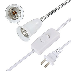 Yi Lighting - US Plug Flexible Aluminum Wire Neck Clip Lamp Holder with ON/Off Switch, Adjustable Light Stand Clamp Lamp Fixture for Reptiles Desk Lamp Grow Aquarium Light