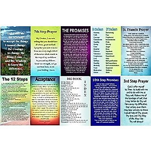 AA / 12 Step Wallet Card Assortment (10)- Sobriety Gifts