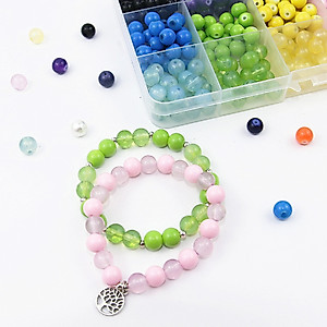 450pcs 8mm Glass Beads for Bracelet Making,15 Colors DIY Gemstone Crystal Beads,Jewelry Making Kit Healing Round Beads for Friendship Bracelet