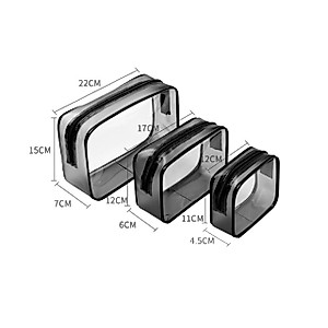 HUTUYIYI TSA Approved Toiletry Bag 3 pcs Clear Toiletry Bags - Quart Size Travel Makeup Cosmetic Bag Carry on Airport Airline PVC Plastic Compliant Bag Women Men (3 Pack-Black)