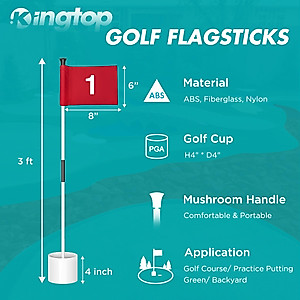KINGTOP Miniature Golf Flagstick, Practice Putting Green Flags for Yard, Golf Pin Flag Hole Cup Set, Portable 2-Section Design, 3ft White Flagpole, Indoor | Outdoor, Red Flag Numbered #5, 1-Pack