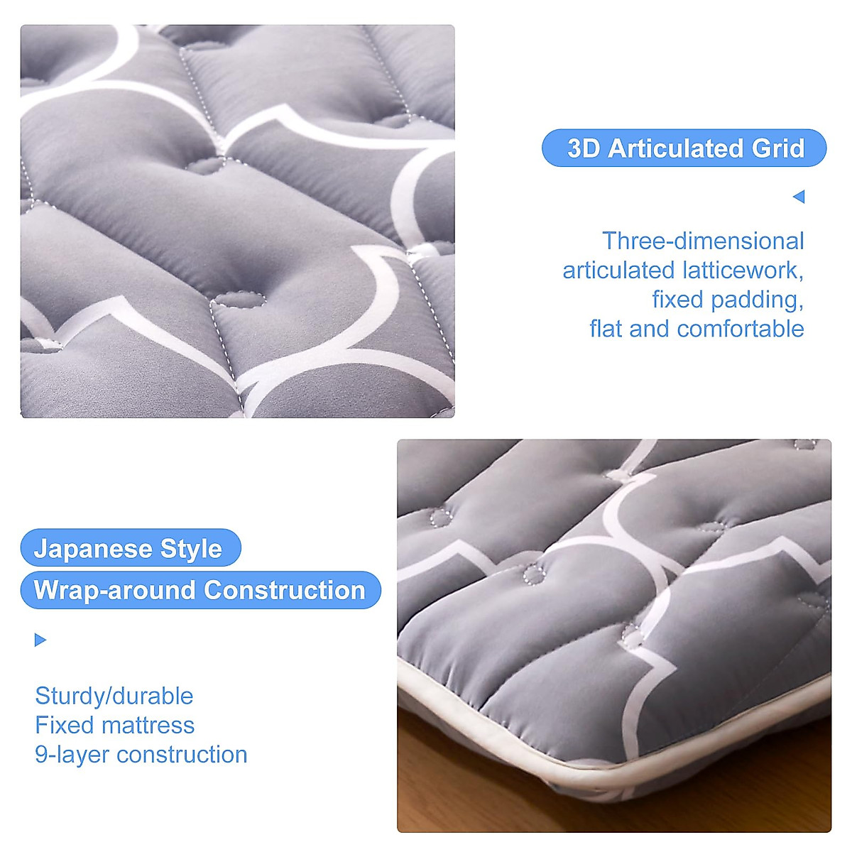 Premium Foam Japanese Floor Mattress Futon Mattress,100% High Density Comfortable Foam, Thicken Tatami Mat Sleeping Pad,Foldable & Portable Kids Adults Sleeping Mats for Guest Room, Dormitory