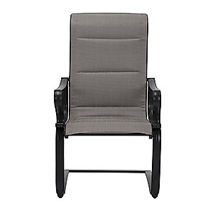 Cosco Outdoor Dining Chairs, SmartConnect, 2-Pack, Charcoal Gray with Light Gray Cushions