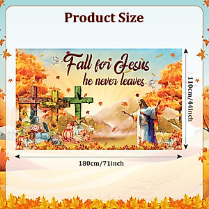 Fall for Jesus He Never Leaves Banner, Fall for Jesus He Never Leaves Decorations, Fall Banner for Christian Fall Decorations, Fall Festival Decorations-71"x44"