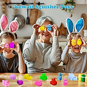 100 PCS Mochi Squishy Toys Party Favors for Kids Kawaii Mini Easter Squishy Animal Squishies Stress Relief Toys gift Cat Panda Squishy Squeeze Toys Birthday Stocking Stuffers for Boys Girls Random