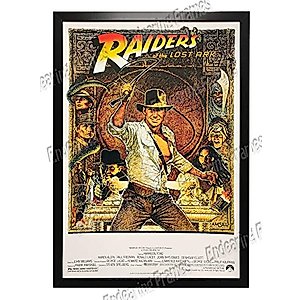 Indiana Jones - Raiders of The Last Ark Movie Poster. 24x36 Framed Poster on a Black Frame. Made in USA.