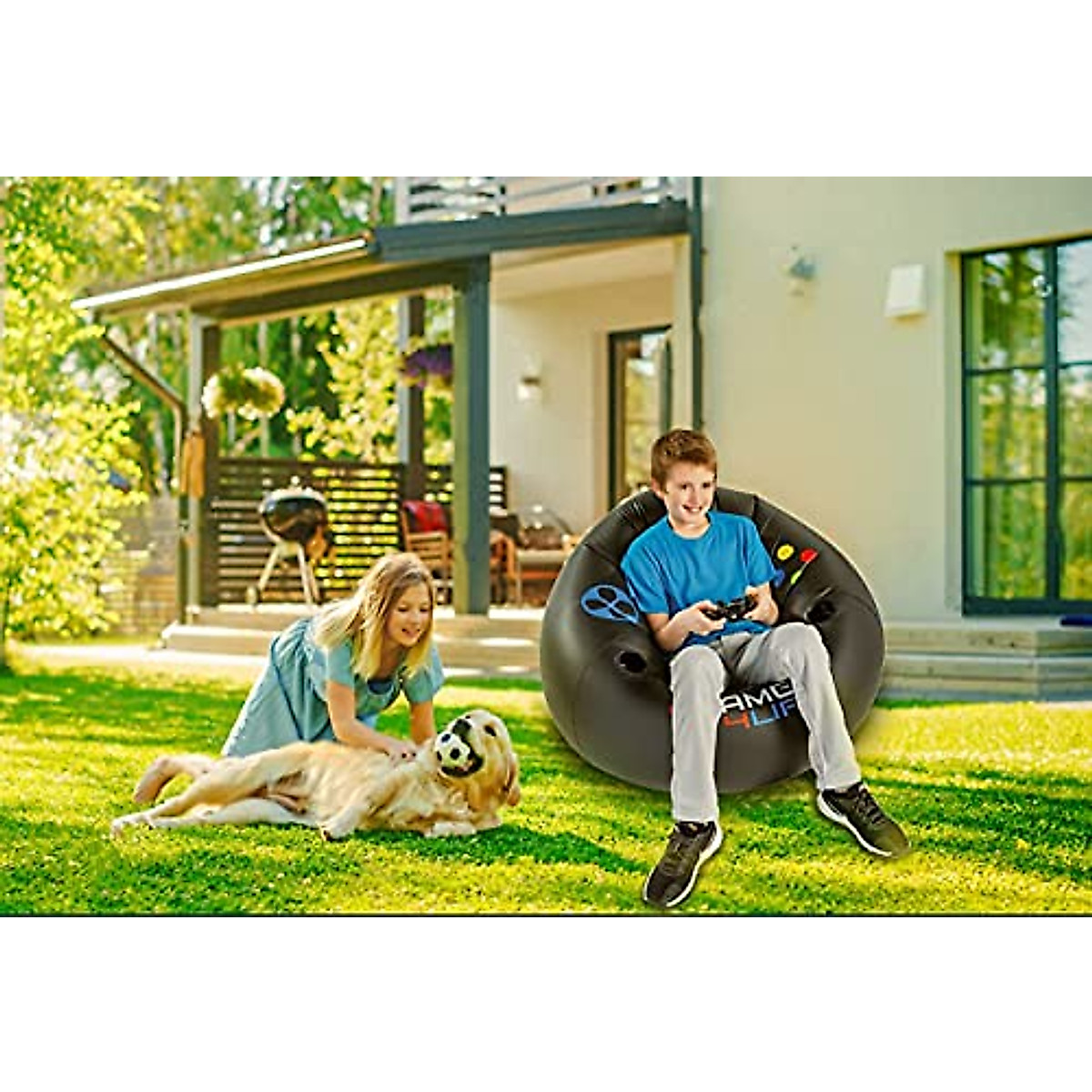 Tribello Inflatable Video Gaming Chair for Kids, Teens Cool Game Chair ,Xbox Chair, Perfect for Game Rooms,Video Games or Relaxing, Family Movie Nights,Dorms, Parties,