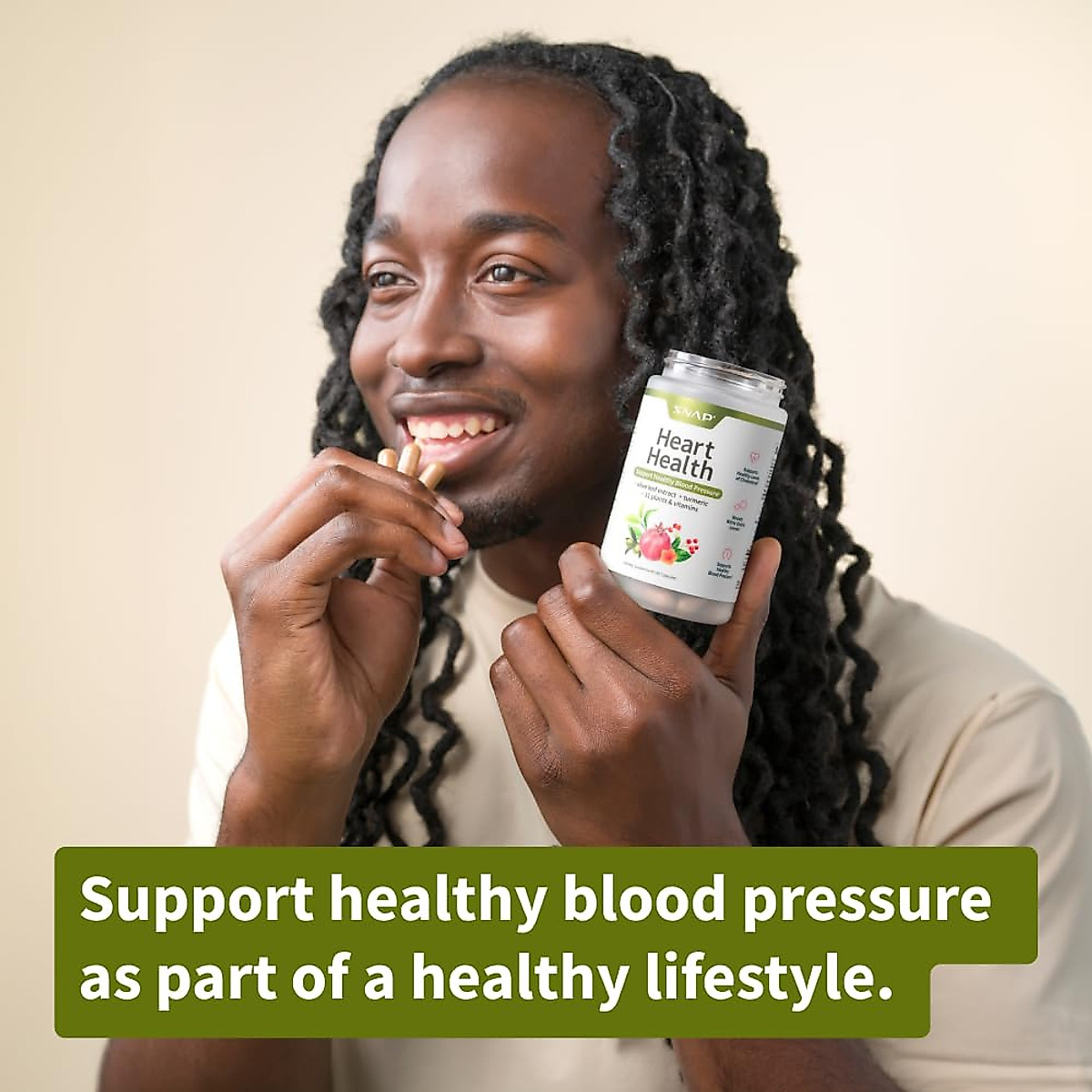 Snap Supplements Heart Health Supplements and Blood Circulation Supplements, 180 Capsules